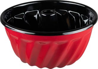 Riess 0495-020, Gugelhupfform 22, CLASSIC - COLOR ROT, Durchmesser 22 cm, Höhe 11.3 cm, Inhalt 2 Liter, Emaille, rot/schwarz