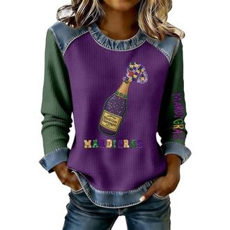 Generic Sweatshirt &agrave; capuche &agrave; manches longues et col rond pour femme, Vert, XXL