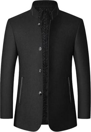 Generic Manteaux de sport en laine m&eacute;lang&eacute;e &agrave; col mandarin pour homme - Col montant - Blazer daffaires - Coupe ajust&eacute;e - Tunique chinoise, M&eacute;lange 2, XXL