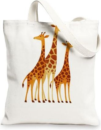 Generic Sacs fourre-tout en toile mignons, motif animal ludique, sacs dépicerie réutilisables, légers et lavables avec bandoulière, blanc, 13x15 Inch