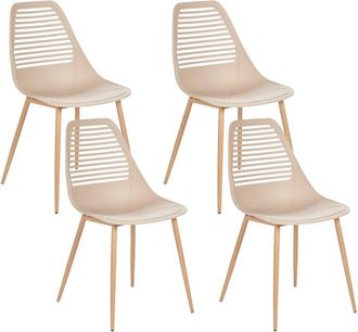 Beliani Lot de 4 Chaises de Salle à Manger Moderne Minimaliste Sans Accoudoirs Assise en Plastique Beige Montello