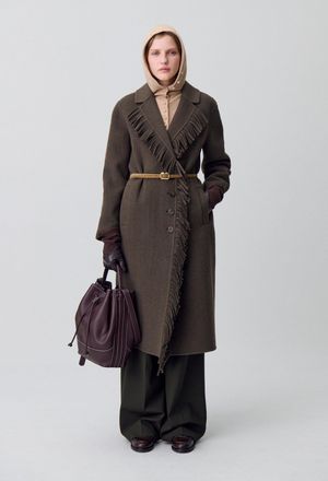 Claudie Pierlot Langer Mantel mit Fransen