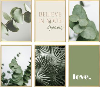 Wackadoo Bilderrahmen Set 6er 6 St. 30x40 cm mit echten Glasscheiben, verschiedene Größen gold, photo frame Poster