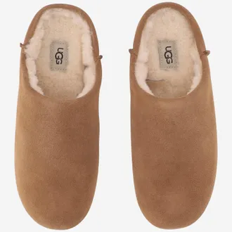 UGG Womens Elea Suede Clogs Beige Leather Shoe