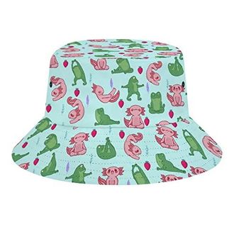 Generic Yoga De La Grenouille Et De LAxolotl - 8 Chapeau Soleil Léger Seau Chapeau Anti-UV Bucket Hat pour Été Loisirs Plage