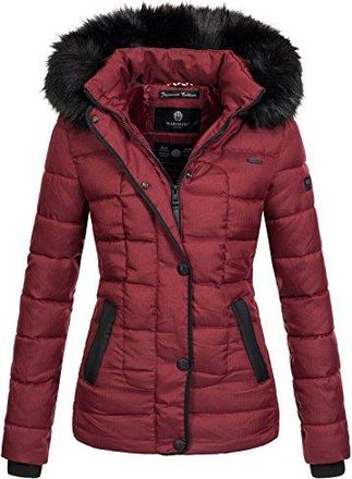 Marikoo B391 Parka dhiver/veste dhiver matelassée chaude pour femme - Rouge - X-Small