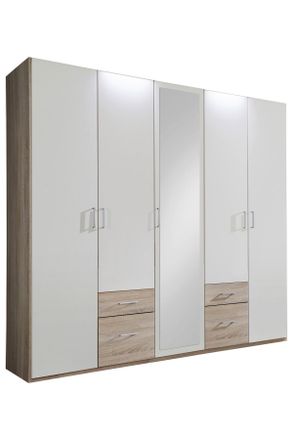 MID.YOU Mid.you Dreht&uuml;renschrank Wimex Freiburg, Wei&szlig;, Eiche, Kunststoff, 3 F&auml;cher, 4 Schubladen, 225x210x58 cm, in verschiedenen Gr&ouml;&szlig;en erh&auml;ltlich, Holzdekor