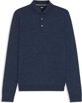 BOSS Hommes Lancione Pull Regular Fit en Laine Vierge avec col Polo
