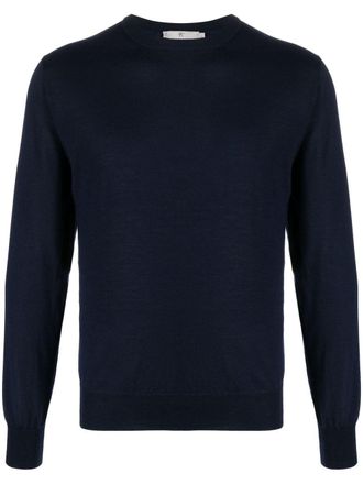 Canali sweat en maille nervur&eacute;e &agrave; col rond - Bleu