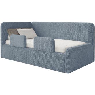 Selsey Selsey Fanko - Kinderbett 90x200 cm mit Rausfallschutz, Kopfteil links, Pl&uuml;sch, Blau