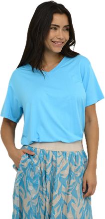 Kaffe T-Shirt KAfrida Damen T-Shirt Kurzarm V-Ausschnitt Basic Klassischer Casual Top XXL, Blue Atoll