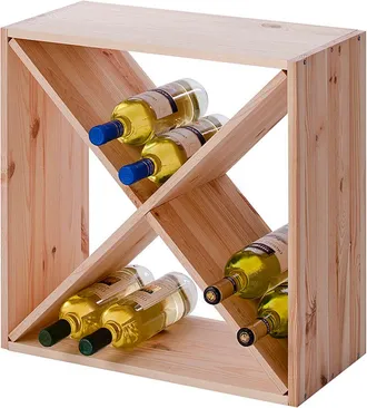 ZELLER home24 Weinregal Bendik I Massivholz Fichte, naturbelassen Braun 52 x 52 x 25cm