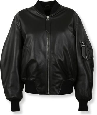 The Attico Femme, Vestes, Noir, Taille: 36 FR Bomber Oversize en Cuir