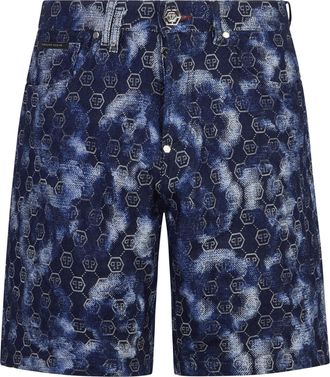 Philipp Plein Denim Shorts Jacquard Monogram
