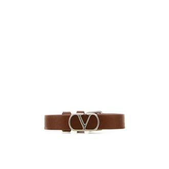Valentino Garavani Logo Lederarmband mit silberfarbener Schnalle - - Accessories - Herren - Braun - ONE SIZE