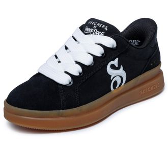 Skechers Damen Courtside Cali Girlz Sneaker, Black Suede/White Duraleather, 36.5 EU