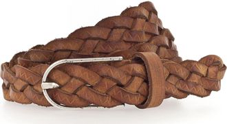 Vanzetti Damen Gürtel Leder geflochten Rindleder Damengürtel 25 mm Ledergürtel schmal (100, Cognac)