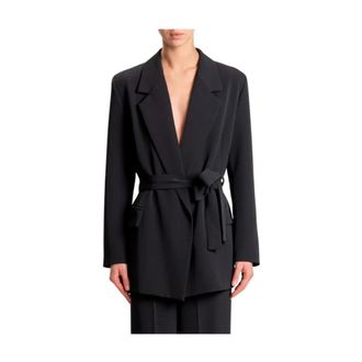 Vicolo Femme, Vestes, Noir, Taille: 38 FR Fluid Fabric Belted Jacket