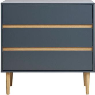 ebuy24 Ebuy24 - Commode 3 tiroirs 80x40x80 cm bleu canard et naturel