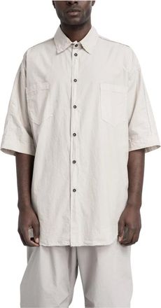 Andrea Ya'aqov Homme, Chemises, Beige, Taille: S Chemise Popeline D&eacute;structur&eacute;e &agrave; Manches Courtes