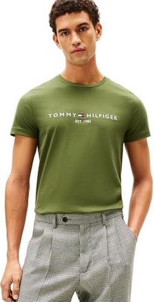 Tommy Hilfiger Tommy Logo Tee MW0MW11797 S/S T-Shirt, Vert, XL, Vert (pin de Montagne), XL