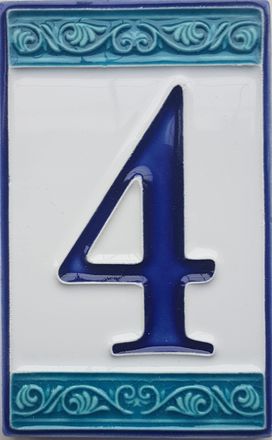 Generic Hausnummern, handbemalt, italienische Keramik, Griechisches Design, Fliesengr&ouml;&szlig;e: 11 cm x 7 cm (4)