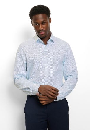 Olymp Langarmhemd OLYMP Level Five, Herren, Gr. 38, N-Gr, blau (wei&szlig;), Web, Obermaterial: 64% Baumwolle, 27% Polyester, 9% Elasthan, normal, 2-Knopf-Mansche
