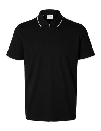 Selected Herren Slhfave Sport Zip Ss Polo Noos, Schwarz, M EU