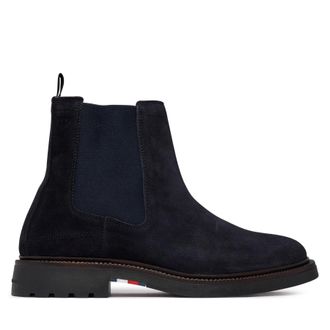 Tommy Hilfiger Klassische Stiefeletten Tommy Hilfiger Corporate Casual Suede Chelsea FM0FM05952 Dunkelblau
