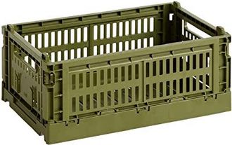 HAY Transportbox Colour Crate S aus recyceltem Polypropylen in der Farbe Olive