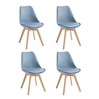 Stones Design Twist Tommy Set aus 4 St&uuml;hlen, Holz, Ma&szlig;e: 52 x 48.5 x 82 cm Modern 48.5 x 52 x 82 cm, Blau