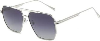 Generic Lunettes de soleil rétro surdimensionnées pour homme avec monture en métal classique miroir UV400, argent G 2026