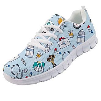 CHAQLIN infirmière Chaussures Plates Dames Filles Dessin animé Mignon infirmières Sneakers Femmes Chaussures Respirant Mesh Flats Running Chaussures de Sport 