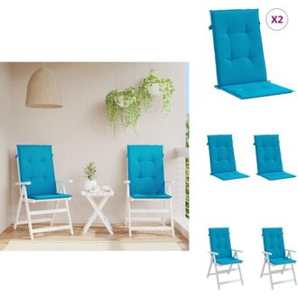 vidaXL Coussins de chaise de jardin &agrave; dossier haut lot de 2 bleu tissu - Coussin De Chaise - Coussin Exterieur - Coussin Jardin - Coussin Confortable