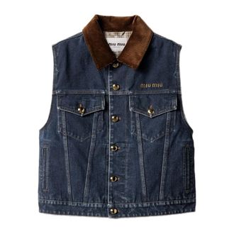 Miu Miu Corduroy-collar Denim Vest