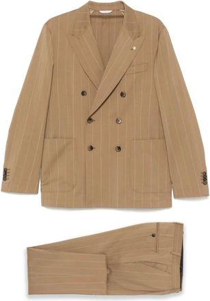 Manuel Ritz Homme, Costumes, Beige, Taille: 2XL Costume crois&eacute; &agrave; rayures