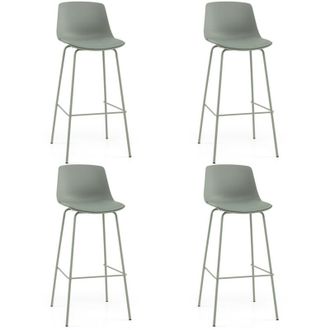 Costway Lot de 4 Tabourets de Bar, Chaises de Bar Hautes en Similicuir avec Dossiers, Si&egrave;ges Rembourr&eacute;s, Repose-pieds et Pieds en M&eacute;tal, 48 x 46 x 103 cm
