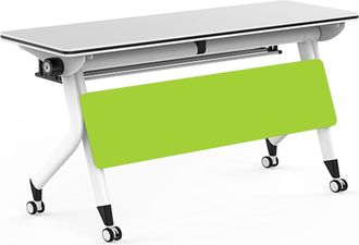 Generic Mobiler Klapptisch, klappbarer Konferenztisch mit feststellbaren Rollen, klappbare Tischplatte, Schulungstisch mit Ablagefach, wei&szlig;e Ausf&uuml;hrung