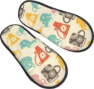 Generic Tasse Vintage Homme Femme Chaussures De Maison Confortable Slippers Chaud Chaussons Pour Maison Hiver Automne L
