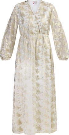 Izia Maxikleid mit Stickerei Damen Wollweiss mit Goldenen Blumen
