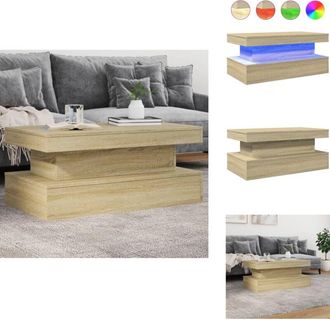 vidaXL Vidaxl - Table basse avec lumi&egrave;res led ch&ecirc;ne sonoma 90x50x40 cm - Table Basse Design - Table Basse Led - Table Basse Lumineuse - Meuble Salon - Table