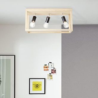 Brilliant 3 flammige Deckenlampe im Nature Stil - dekorative Deckenleuchte - FSC zertifiziert - aus Holz/Metall, in eiche geölt - 25x52cm