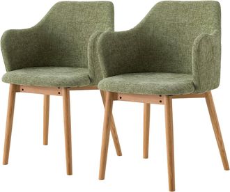 Ars Natura home24 Armlehnenstuhl SKAUO 2er-Set 55 x 85 x 60cm Strukturstoff Cella: Olivgrün Grün/Olivgrün