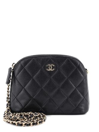 Chanel CC Dome Zip Clutch with Chain Quilted Caviar Mini crossbody bag - Schwarz
