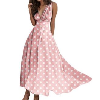 Generic Robe d&eacute;t&eacute; pour femme - D&eacute;grad&eacute; de couleurs - Imprim&eacute; - Col en V - Sans manches - Pour la plage, les vacances, les loisirs, Rose clair, XXL