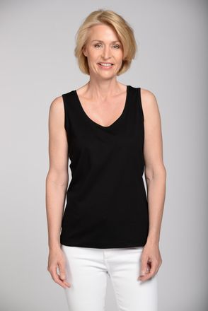 Clarina Tanktop CLARINA Hannah, Damen, Gr. 38, schwarz, Obermaterial: 100% Baumwolle;, unifarben, Rundhals, Tops Tanktop, Pima Cotton Interlock, Topseller