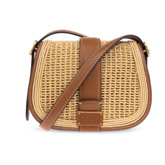 Kate Spade New York Femme, Sacs, Beige, Taille: ONE Size Nouveau Straw Mini Saddle Bag