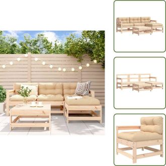 vidaXL Gartenhocker - vidaXL 5-tlg. Garten-Lounge-Set mit Kissen Massivholz - Kissen