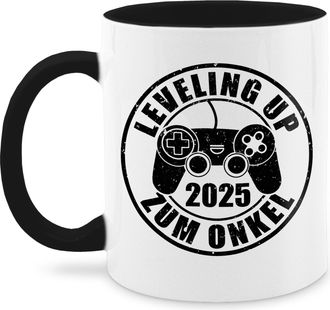 Shirtracer Tasse Tassen 325ml - Leveling up zum Onkel 2025 - schwarz - 325 ml - Schwarz - du wirst befördert geschenke geschenk 2022 teetasse level für den beste