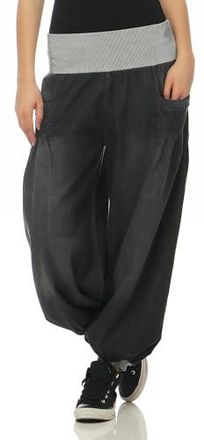 Malito more than fashion Malito Denim Pantalon Bouffant Pantalon en Style Aladin 6258 Femme Taille Unique (Gris)